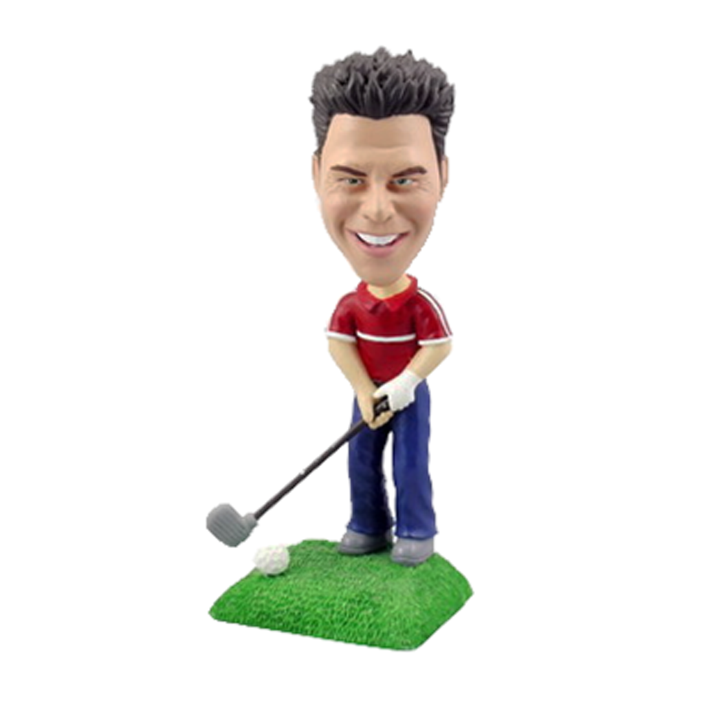 Golfer With Club Bobblehead Polyresin | Bobbleheads.com